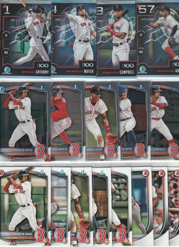 2025 Bowman Boston Red Sox Team Set (17 cards) BCP Chrome+Paper ...