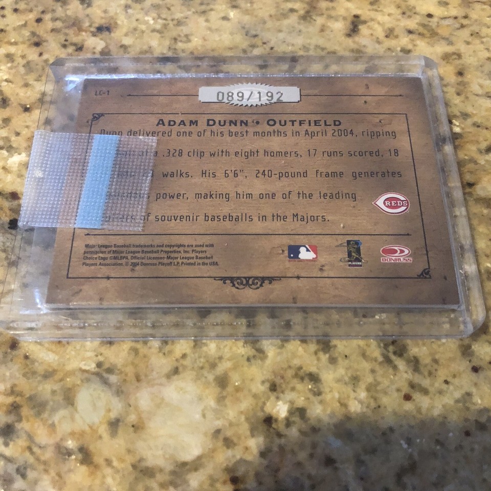 2004 DONRUSS LEATHER LUMBER ADAM DUNN LEATHER CUTS AUTO 89/192 ...