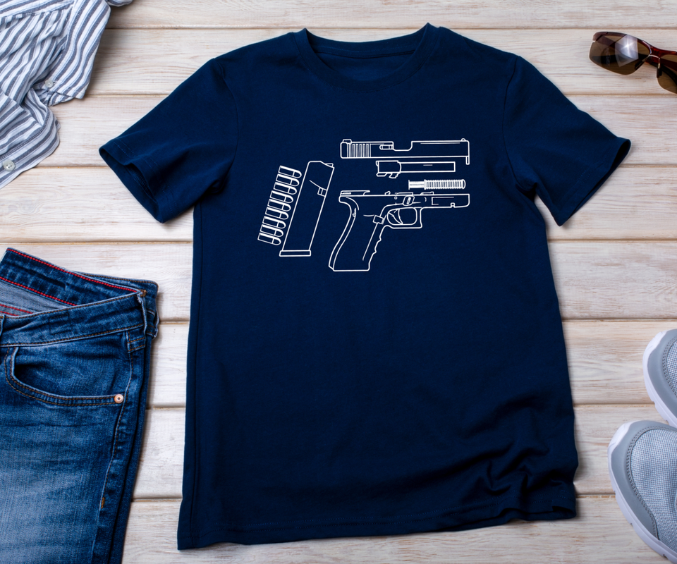 Glock T-Shirt or Sweatshirt Gun S M L XL 2XL 3XL 4XL 5XL - BLACK / NAVY ...
