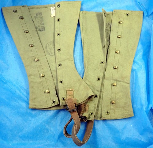 US WW1 M1910 MILITARY SPATS OR GAITERS CANVAS USED WELL MARKED DATED ...