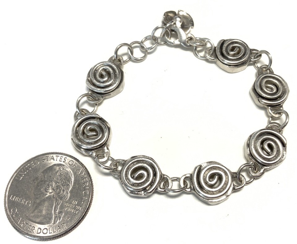 Sterling Silver 925 Swirl Chain Bracelet 7.25-inches IA04 | eBay