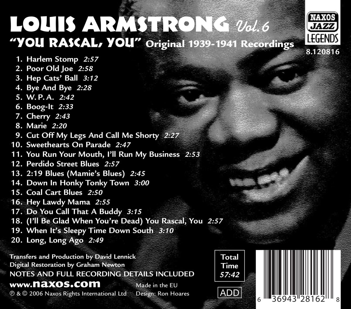 Louis Armstrong You Rascal, You: Original Recordings 1939 - 1941 (CD ...