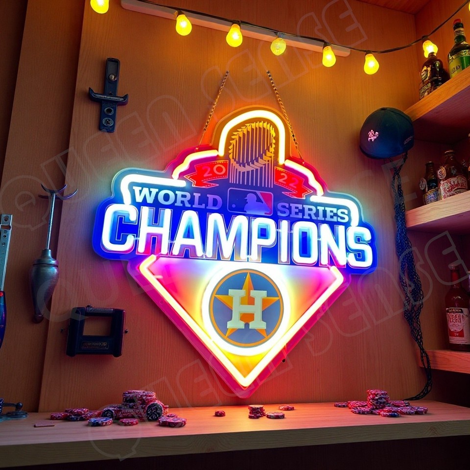 16" Houston Astros 2022 World Series Champs LED Neon Sign Dimmer USB ...