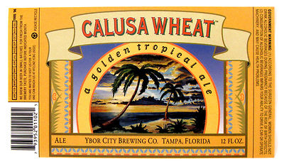 Ybor City Brewing Co. CALUSA WHEAT beer label FL 12 oz 1995-'96 | eBay