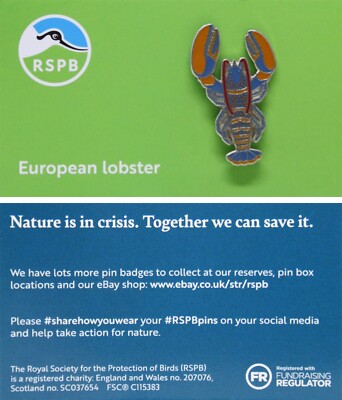 RSPB Pin Badge European Lobster NIIC P03112 | eBay UK