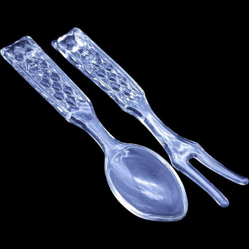 Unknown Manufacturer Glass Utensils Solid Crystal Salad Serving Set ...