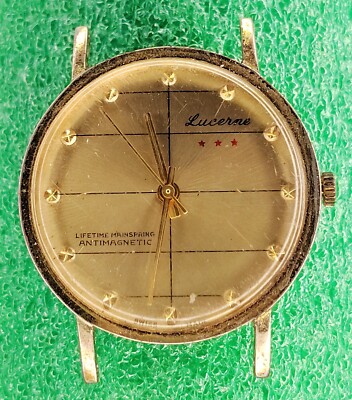 C1311 men Working Lucerne Red Stars Fancy Manual Wind Up Vintage Watch ...