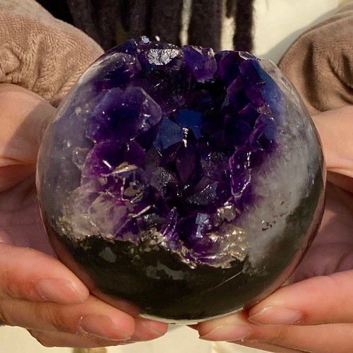 1.17LB Natural Amethyst Opening Smile Cave Quartz Carving Crystal ...