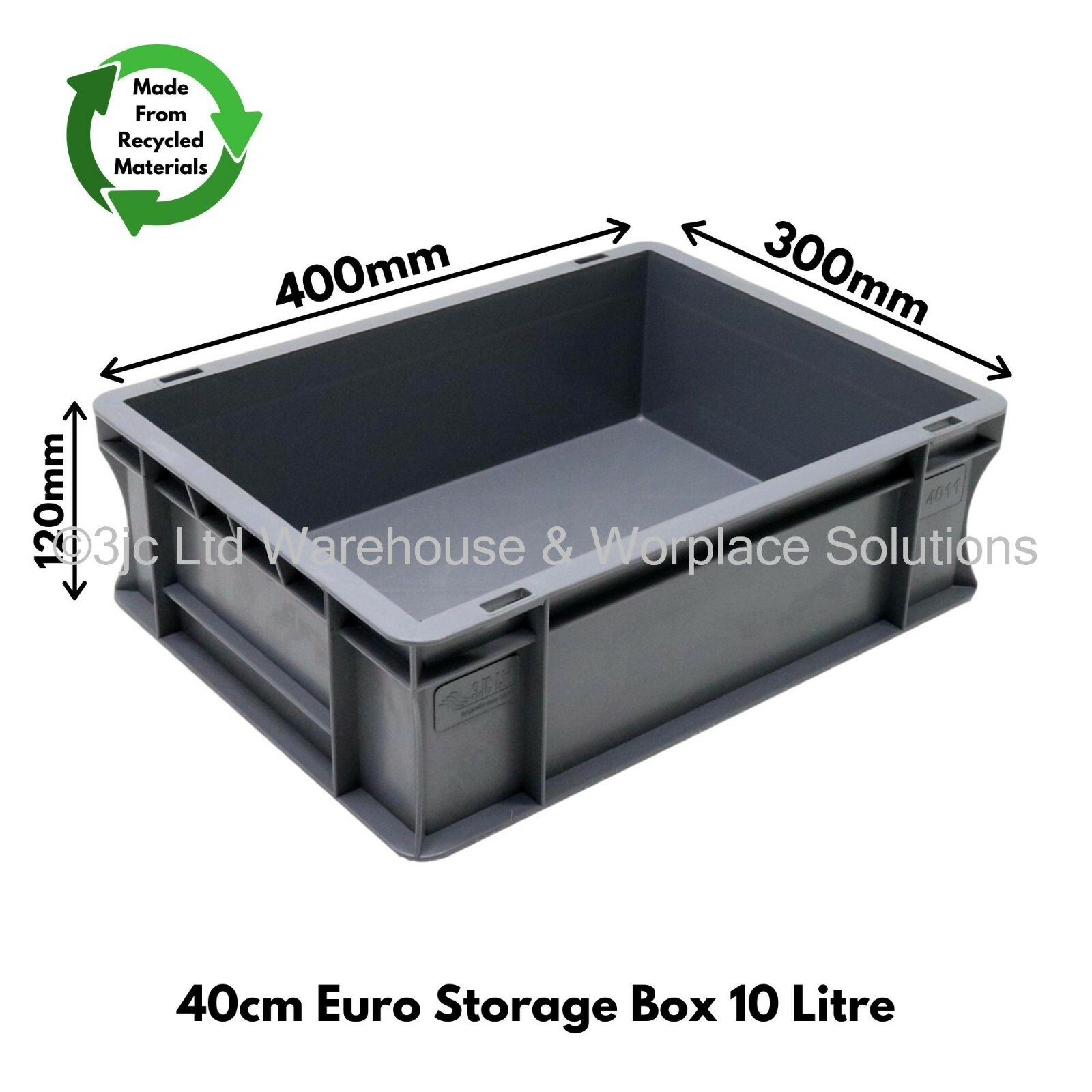 10 x 10 Litre Strong Grey Plastic Parts Storage Container Euro Boxes ...