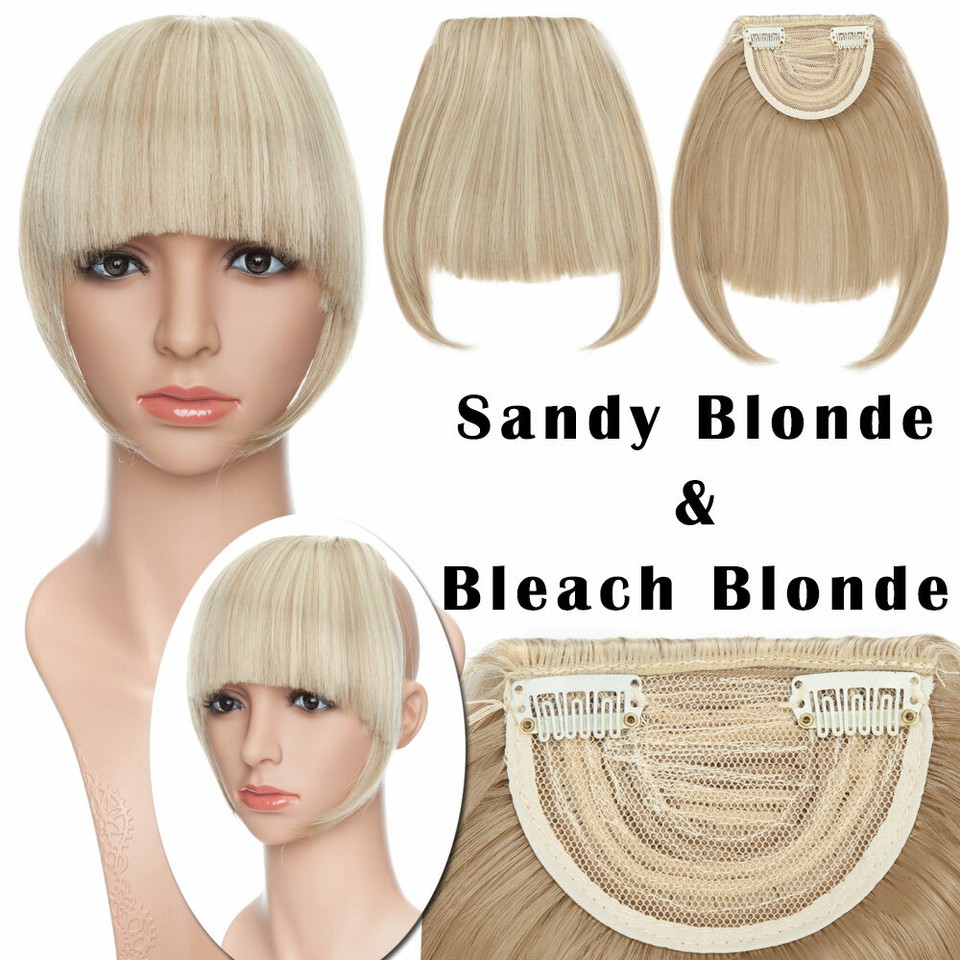 Straight Front Bangs Fringe Piece Clip In Hair Extensions Remy style ...