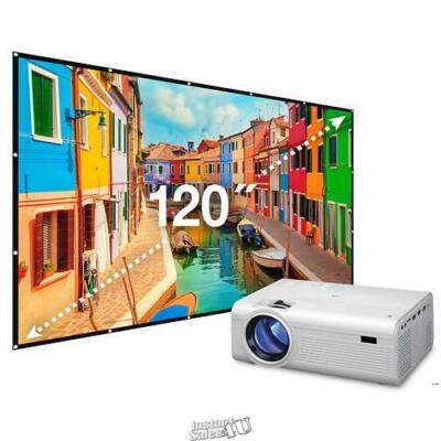 GPX All-In-One Projector + Screen Kit Ultra Bright Screen Bluetooth In ...