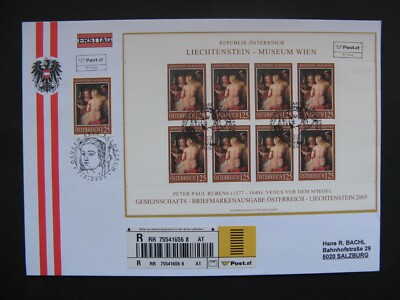 AUSTRIA, R-cover FDC 2005, mini sheet painting Liechtenstein Museum, nude woman | eBay