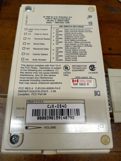 US Robotics Sportster 28 000 External Data Fax Modem 28k for sale ...