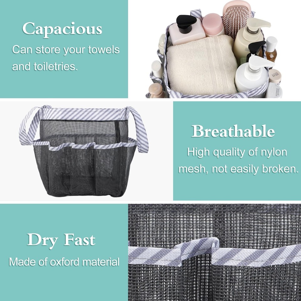 2 Pack Mesh Shower Caddy Portable, Quick Dry Hanging Shower Tote Bag ...