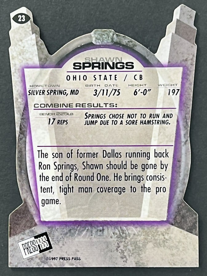 1997 Press Pass #23 Shawn Springs Combine Ohio State Buckeyes | eBay