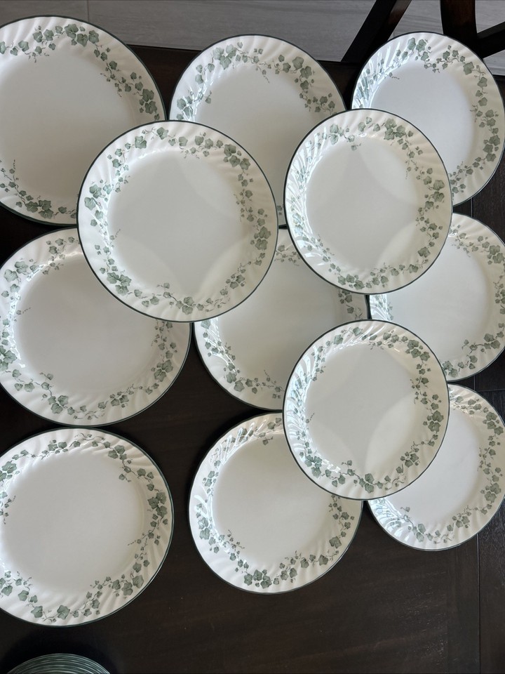 Set of 24 Corelle Corning Callaway Green Ivy Swirl 10.25" Dinner ...