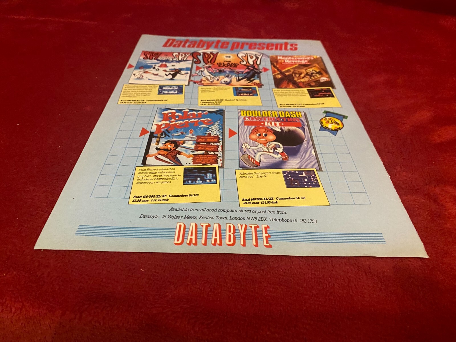 FRAMED COMPUTER GAME ADVERT 11X8 SPY VS SPY. MONTEZUMA'S REVENGE ...