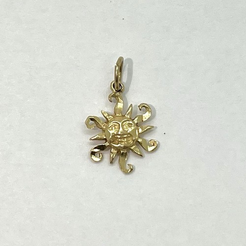 14k Yellow Gold Small Mini Sun Face Pendant Charm For Necklace Bracelet ...