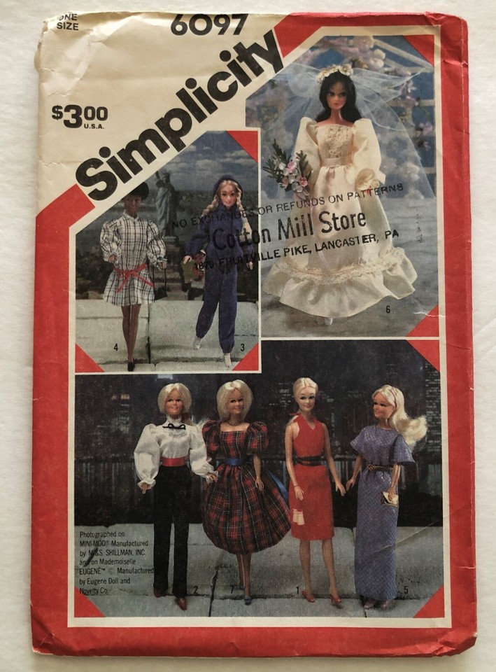 Simplicity Barbie Fashion Doll Sewing Patterns Vintage Cut & Complete ...