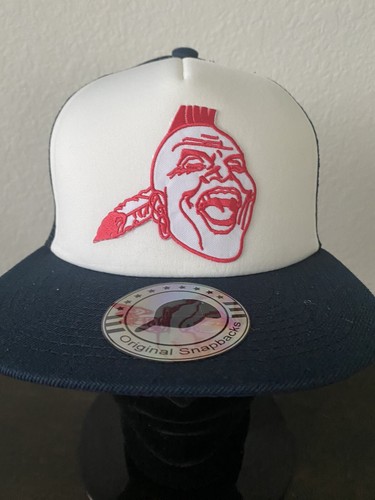 ATLANTA BRAVES CLASSIC THROWBACK LOGO TRUCKER SNAPBACK BLUE & WHITE HAT ...