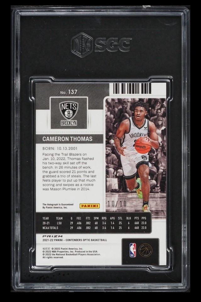 2021 Contenders Optic Gold Wave Cameron Thomas #137 RC AUTO #d (10/10 ...