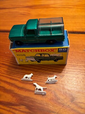 Matchbox Lesney Vintage Kennel Truck #50 Auto Steer w/ 3 Dogs “Original ...