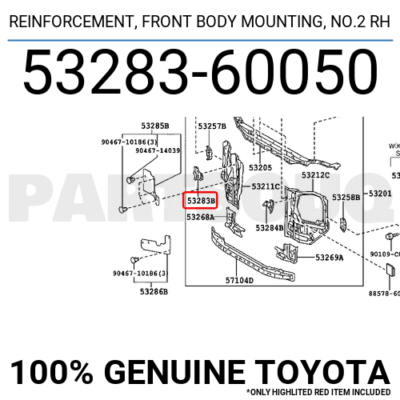 5328360050 Genuine Toyota REINFORCEMENT, FRONT BODY MOUNTING, NO.2 RH ...