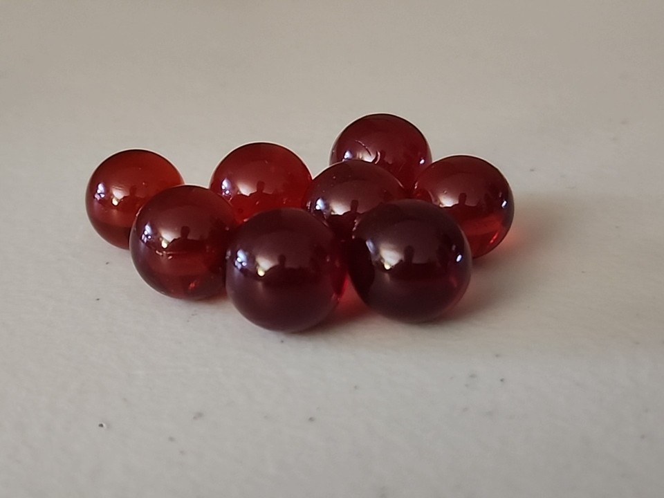 Cadmium Uranium Red Marbles UV Reactive Ruby Cherry Translucent Lot 8 Ghost | eBay