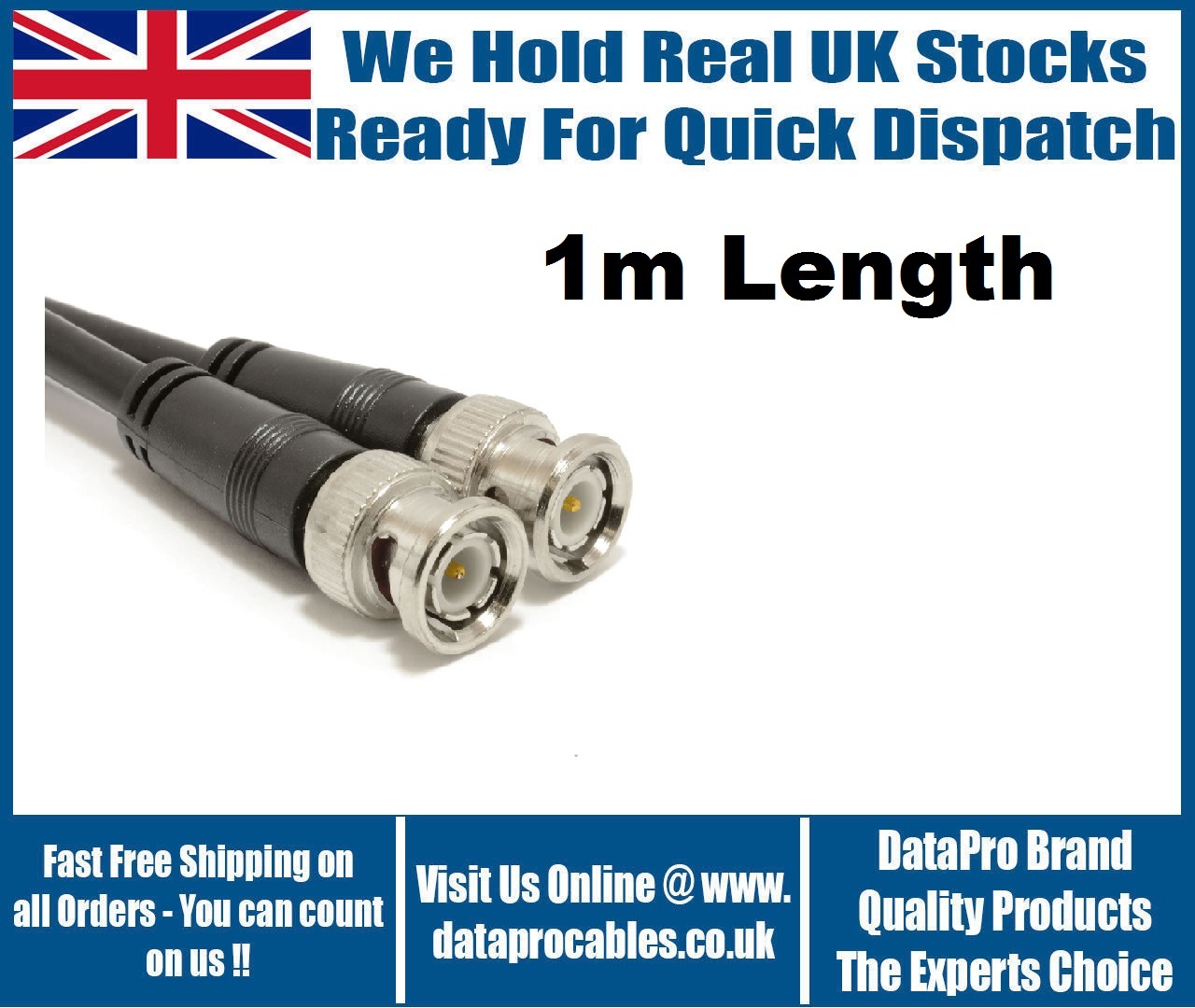1m DATAPRO BNC Patch Leads HIGH QUALITY RG59 for CCTV Cameras to DVR ...
