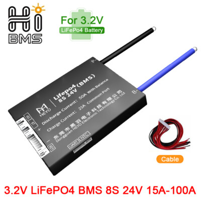 BMS 8S 24V Lifepo4 40A 50A 60A 80A 100A Battery Pack Common Port with ...