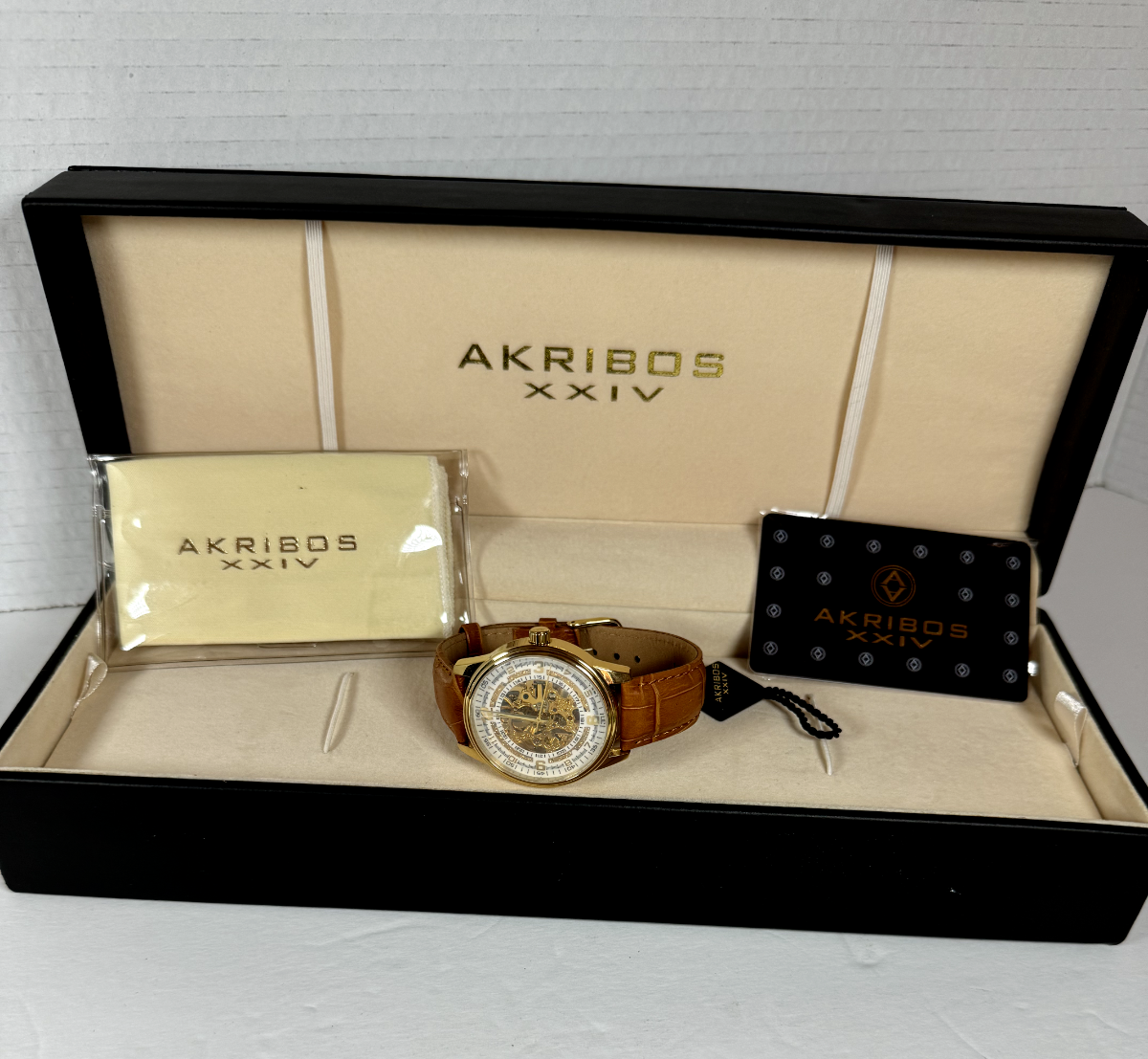 AKRIBOS XVII Men's Automatic Skeleton Watch Gold Tone New in Box | eBay