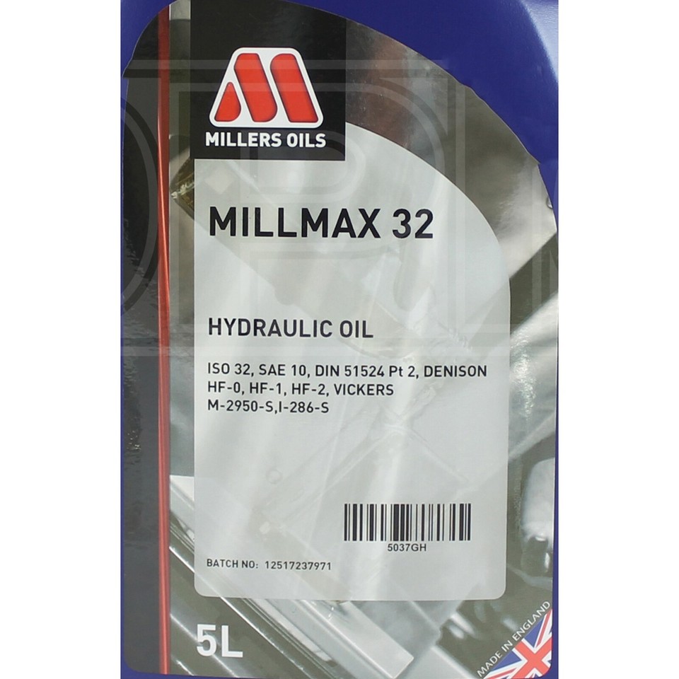 Millers Oils Millmax 32 Hydraulic Oil Excellent Anti Wear Performance 5 ...