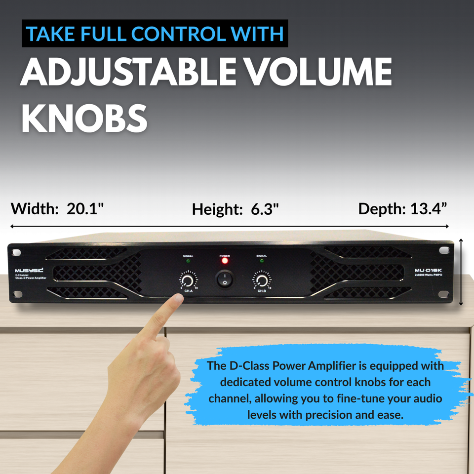 MUSYSIC Amp 2-Channel 2x8000 Watts PMPO D-Class Power Amplifier MU-D16K ...