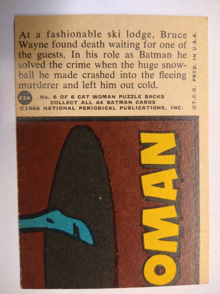 1966 TOPPS BATMAN 22A Red Bat. Minor Wear. See Pictures. Death Skis The ...