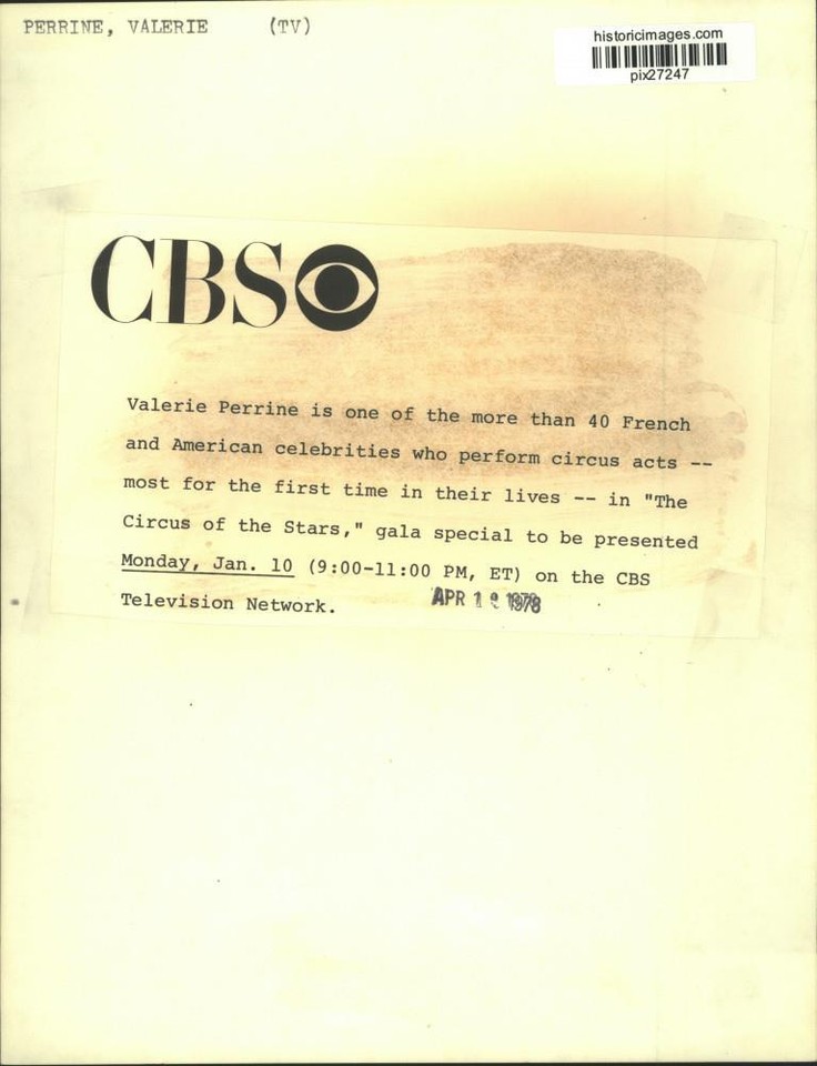 1978 Press Photo Valerie Perrine in "The Circus of the Stars" CBS ...