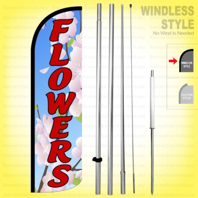 FLOWERS - Windless Swooper Flag Kit 15' Feather Banner Sign bq91-h | eBay
