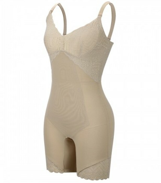 Lace Trim Hourglass Full Body Tummy Control Push Up Shapewear Overbust ...