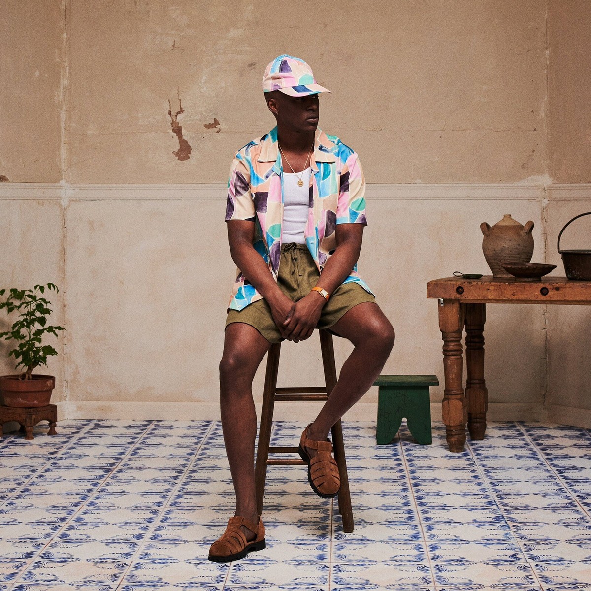 Aime Leon Dore Watercolor Shirt Blue/White Hombre - FW23 Aime Leon Dore Watercolor Shirt Blue/White Hombre - FW23