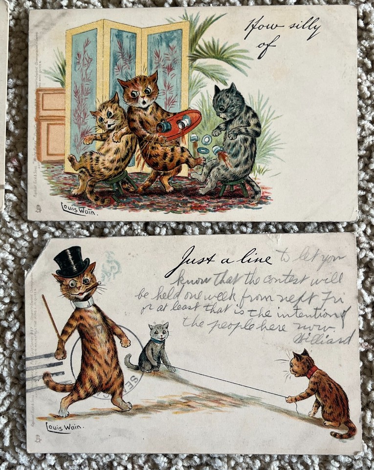 LOT OF 4 VINTAGE KITTEN CATS POSTCARDS LOUIS WAIN TUCKS TUCK'S 2 WRITE AWAY NR | eBay
