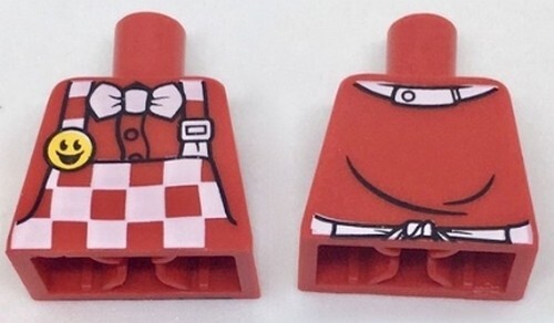 LEGO 973pb2696 Torso Checkered Apron and White Bow Tie, Bright Light ...