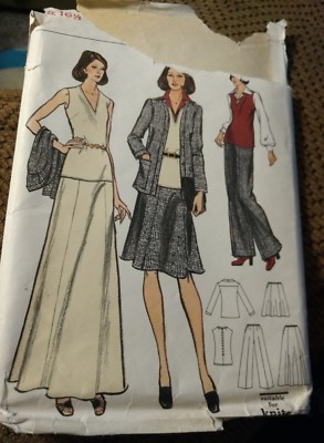 Vogue Vintage Pattern #8981 Jacket Vest Pants Skirt 2 Lengths Sz 16-1/2 ...