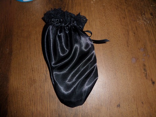SISSY MODESTY CHASTITY POUCH BLACK SATIN LACE TRIM BOW | eBay