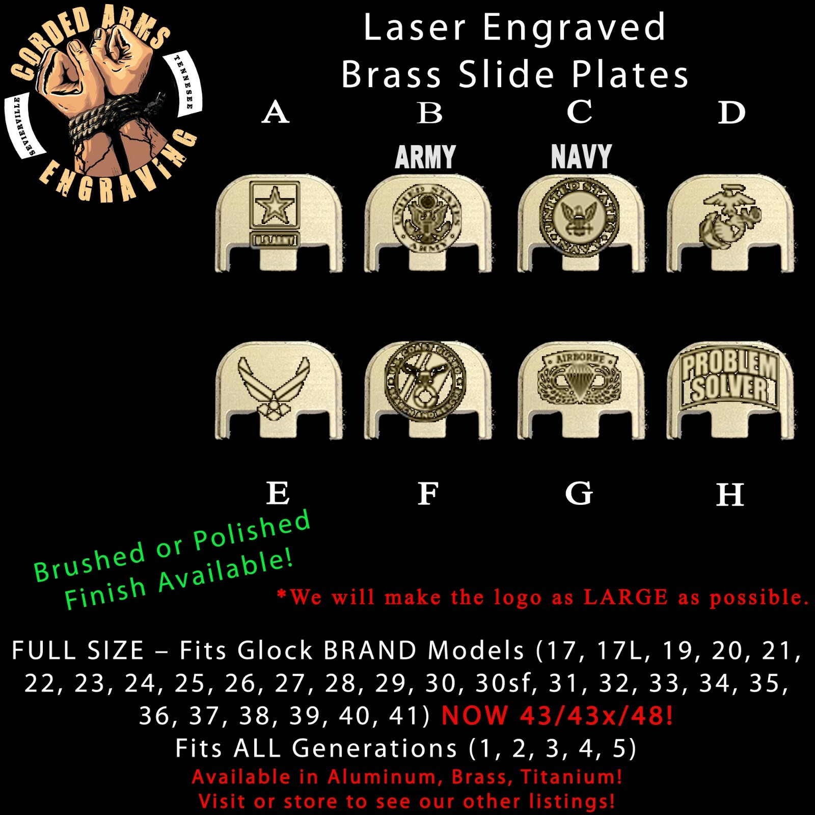 Brass Military - For Glock Rear Slide Plate Back Plate for Gen 1-5 | eBay