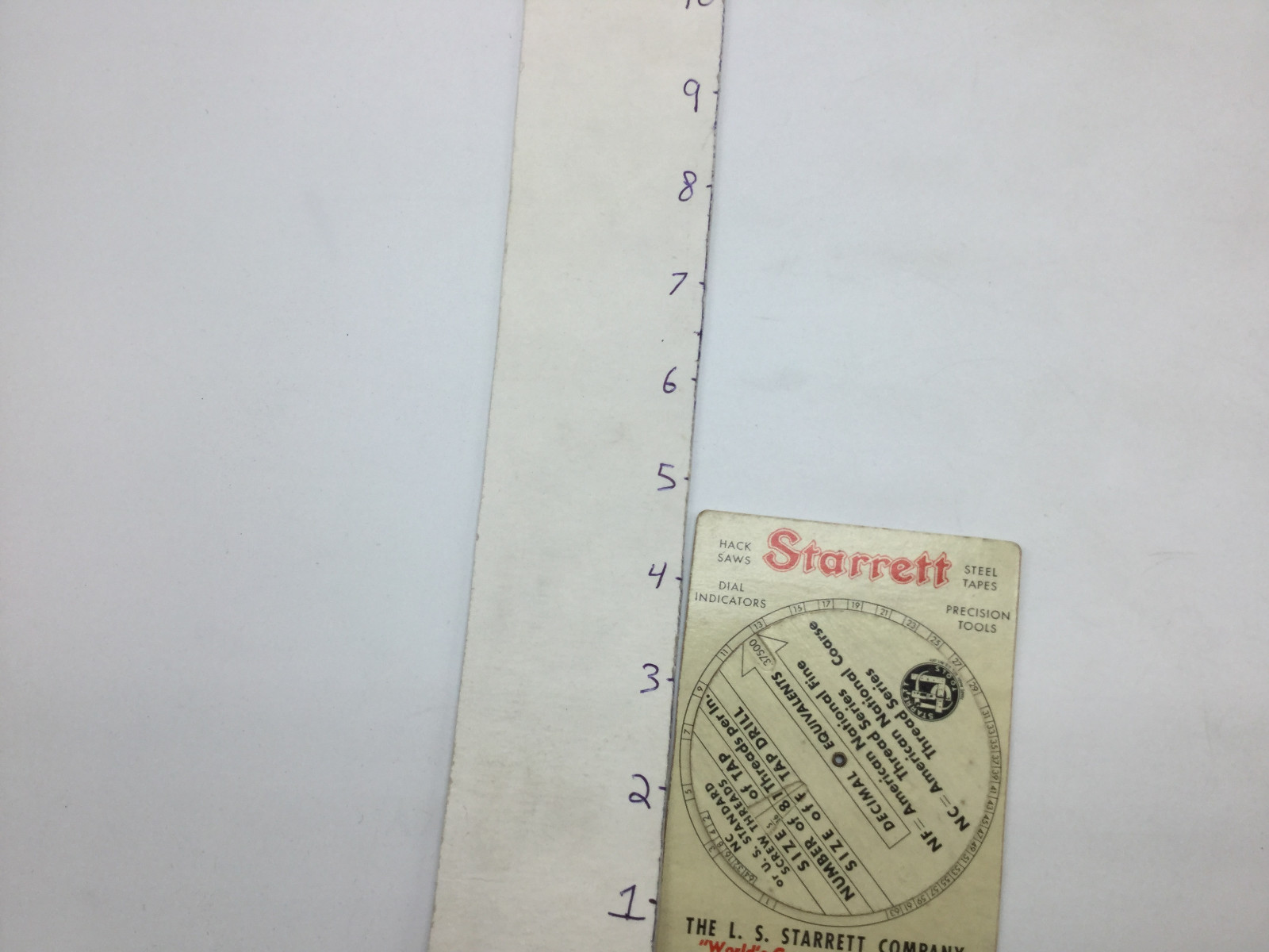 original VINTAGE -- STARRETT - l s starrett co ATHOL MASS spin card for ...