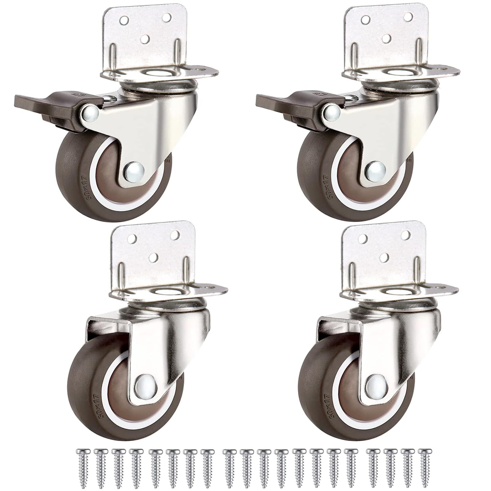 L-Shape Caster Wheels 2 Inch Low Profile Small Caster Wheels with 2 ...