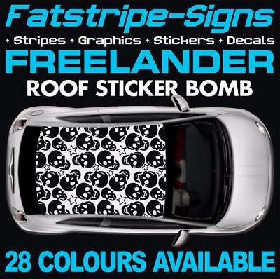 to fit LAND ROVER FREELANDER GRAPHICS ROOF STICKER BOMB STRIPES DECALS ...