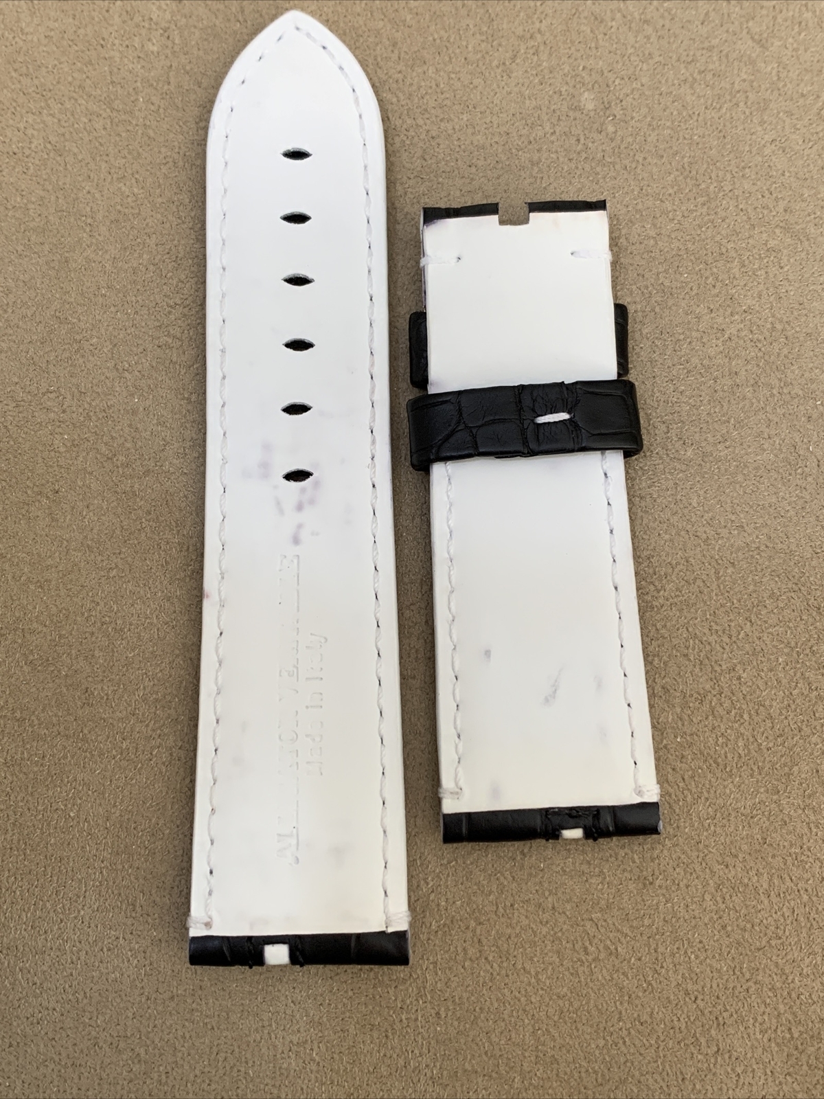 Alligator Tang Watch Strap 24mm x 22 mm Black White 115x75 Genuine Made ...