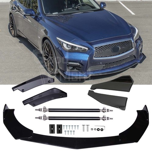 For INFINITI Q50 Q6O Q70 Front Bumper Lip + Strut Rods + Side Skirt ...