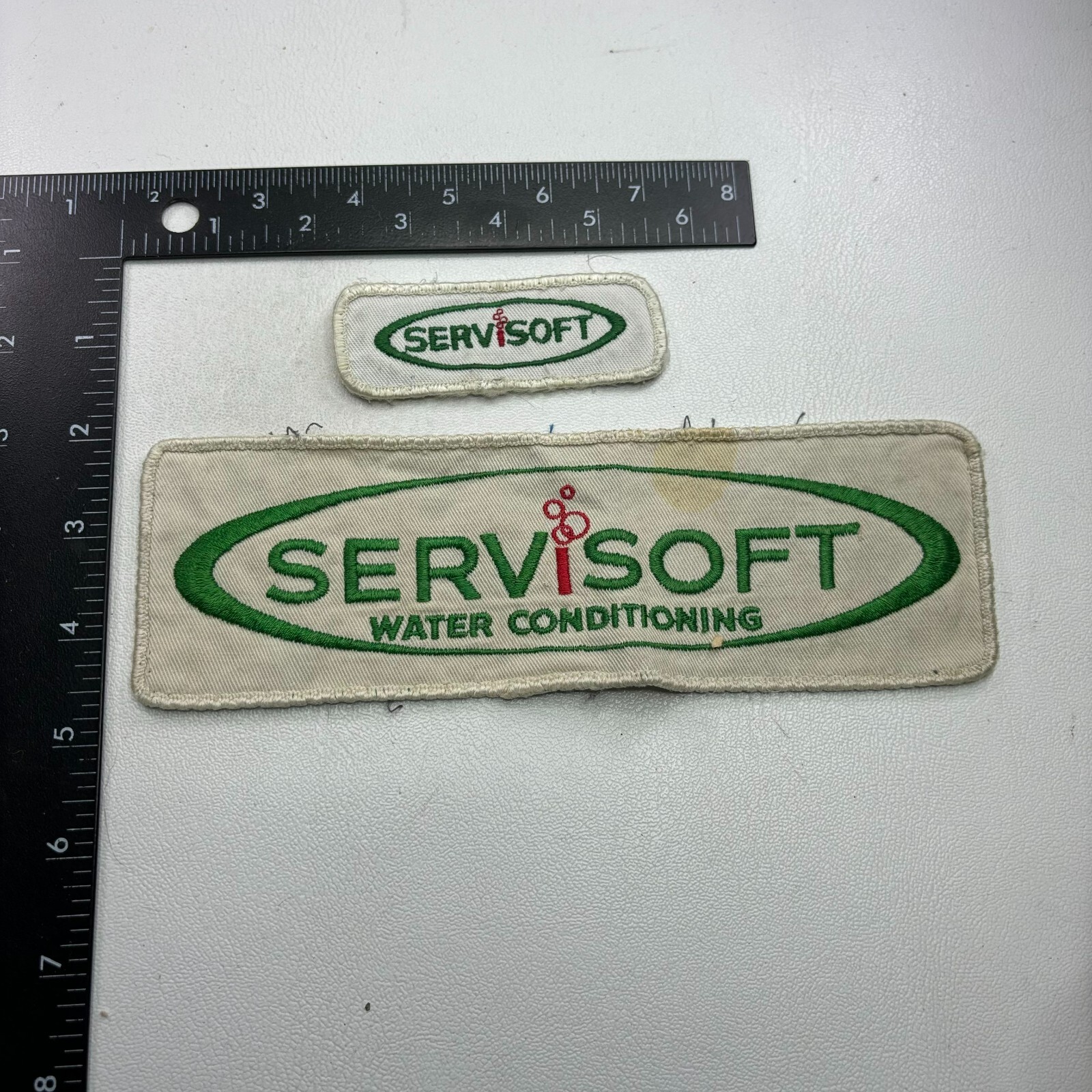 Vintage 2 Patches (1 BIG) Lot SERVISOFT WATER CONDITIONING 43XV | eBay