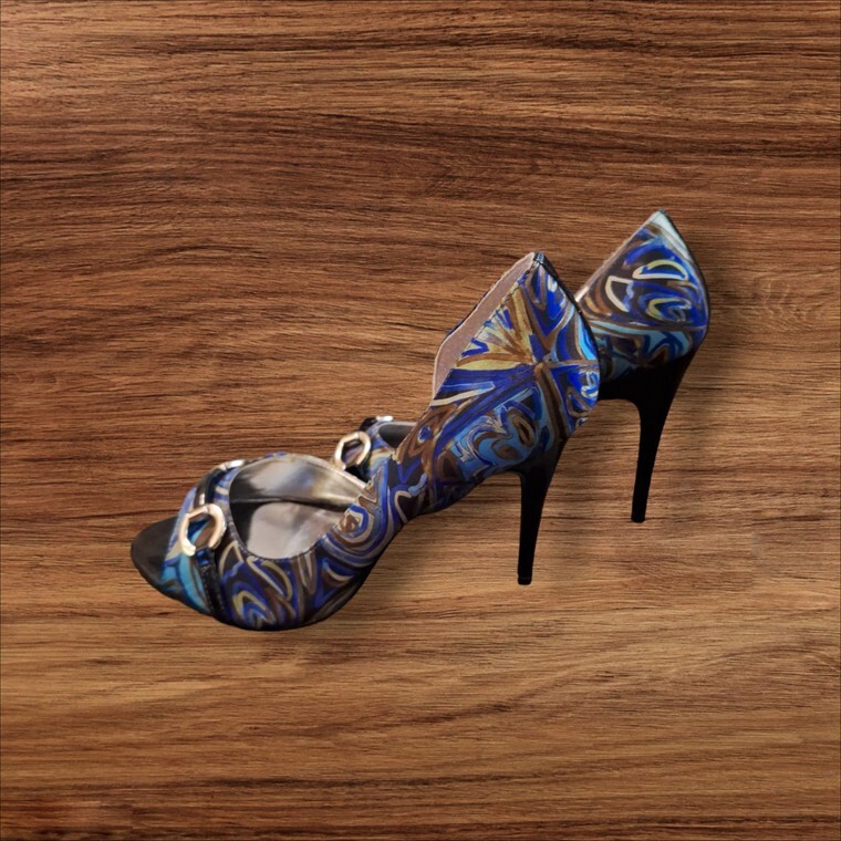 Carlos Santana Roulette Blue Java Multicolor Abstract Print Open Toes ...